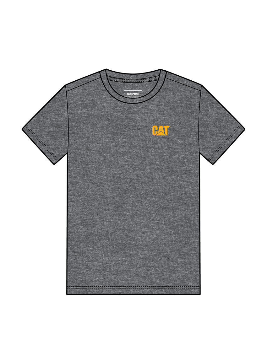CAT SMALL LOGO TEE DK HTR GRY YEL – Babelshops